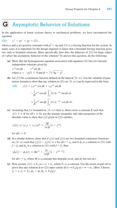 Solved Asymptotic Behavior of Solutions Solutions In the | Chegg.com