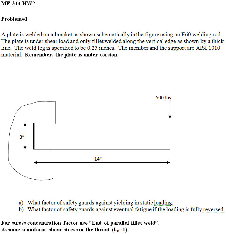 Solved ME 314 HV WW2 Problem#1 A plate is welded on a | Chegg.com