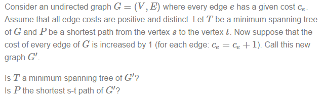 Solved Consider an undirected graph G=(V,E) where every edge | Chegg.com