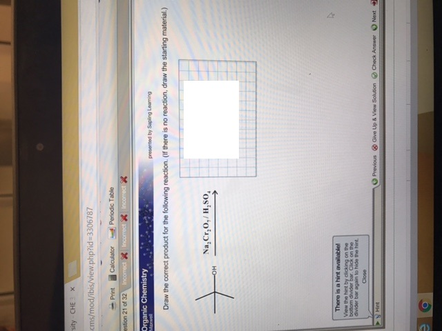 Solved Draw The Correct Product For The Following Reaction