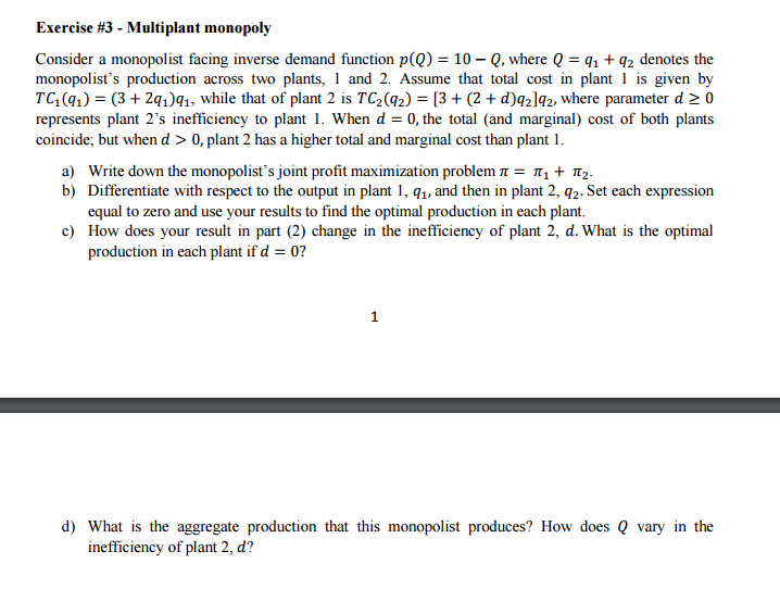 Solved Consider a monopolist facing inverse demand function | Chegg.com