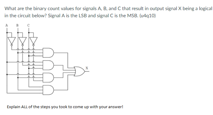 Solved What are the binary count values for signals A, B, | Chegg.com