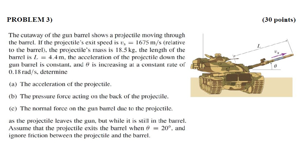 The cutaway of the gun barrel shows a projectile | Chegg.com