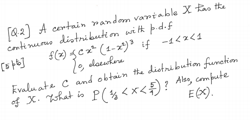 Solved A certain random variable X has the continuous | Chegg.com