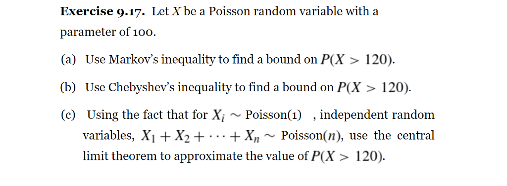 Solved Exercise 9.17. Let X be a Poisson random variable | Chegg.com