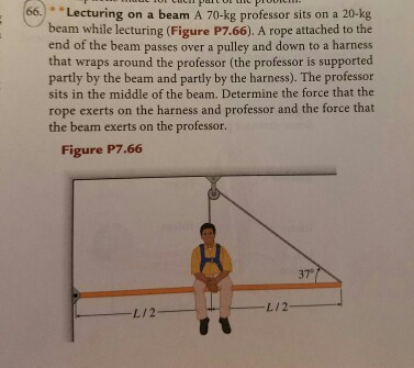 Solved Lecturing on a beam A 70-kg professor sits on a 20-kg | Chegg.com