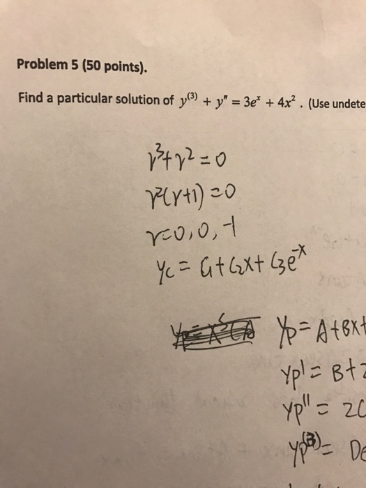 Solved Find a particular solution of y^(3) + y" = 3e^x + | Chegg.com
