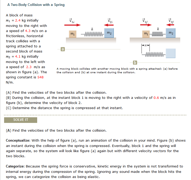 Solved A Two-Body Collision with a Spring A block of mass m1 | Chegg.com