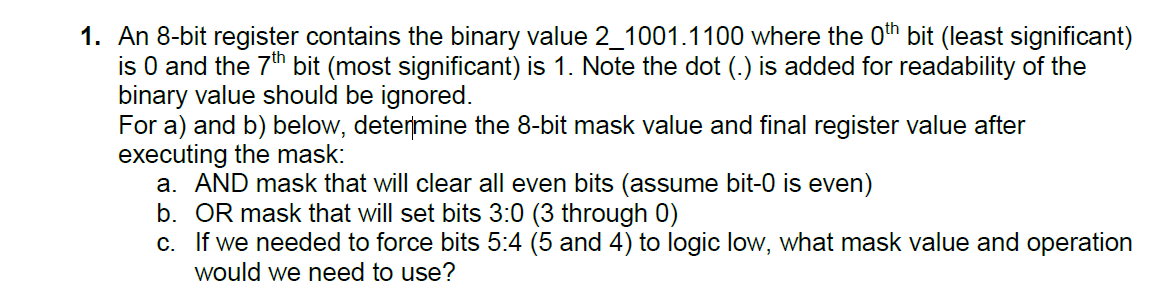 Solved An 8-bit register contains the binary value | Chegg.com