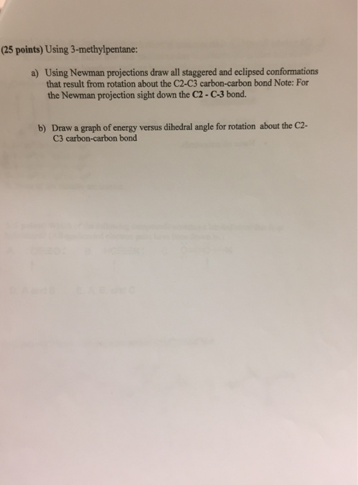Solved Using 3-methylpentane: Using Newman projections draw | Chegg.com