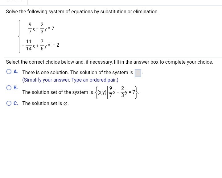 Solved 4.1.37 Use the elimination method to solve the | Chegg.com