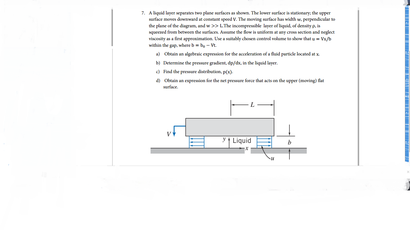 7. A liquid layer separates two plane surfaces as | Chegg.com