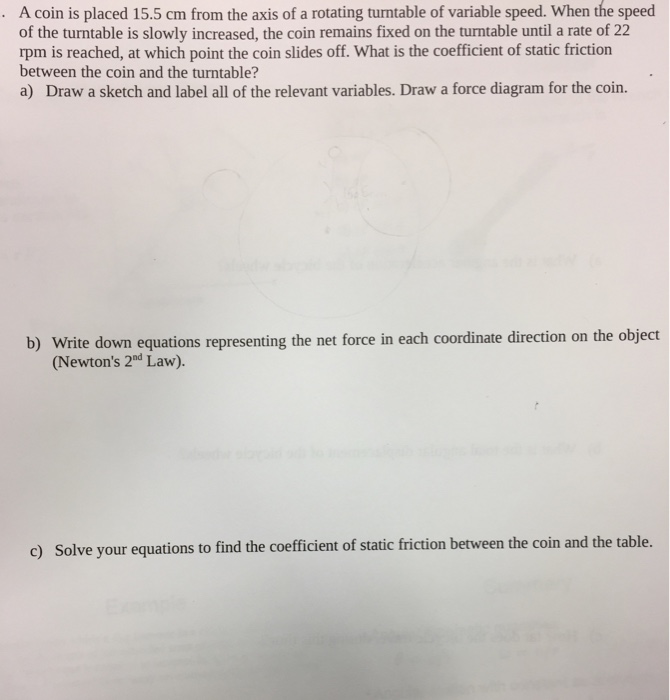 Solved A coin is placed 15.5 cm from the axis of a rotating | Chegg.com