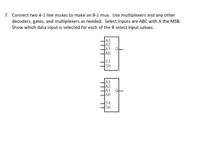 Solved Connect two 4-1 line muxes to make an 8-1 mux. Use | Chegg.com