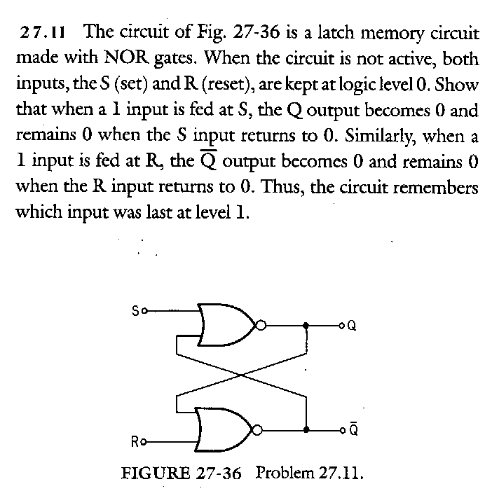 Solved The circuit of Fig. 27-36 is a latch memory circuit | Chegg.com