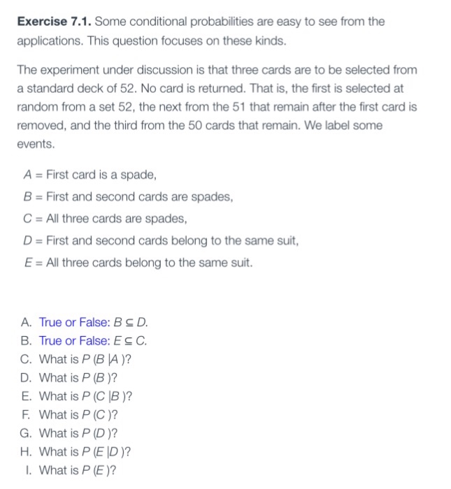 Solved Some conditional probabilities are easy to see from | Chegg.com
