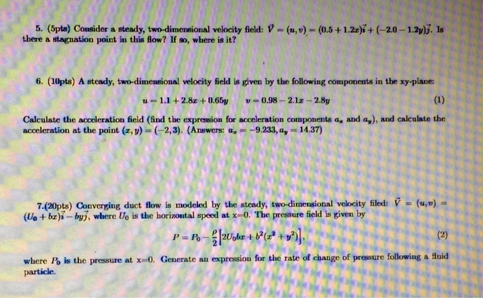 Solved Consider a steady, two-dimensional velocity field: V | Chegg.com