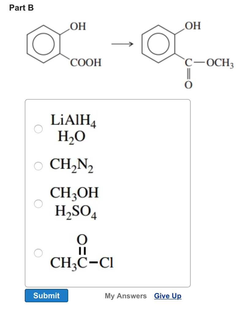 Solved Part A OH O -C-CH COOH COOH CH3OH HASO CH3C -O-CCH3 | Chegg.com