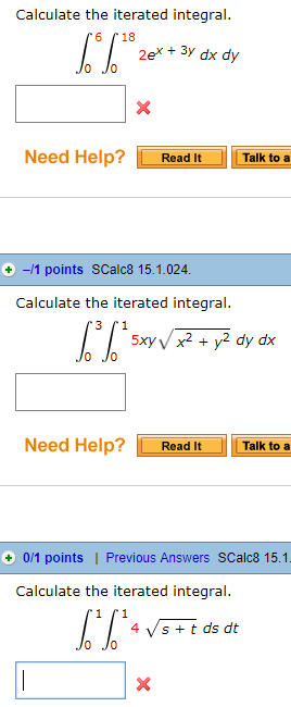 Solved Calculate the iterated integral. , 6 「18 2ex + 3y dx | Chegg.com