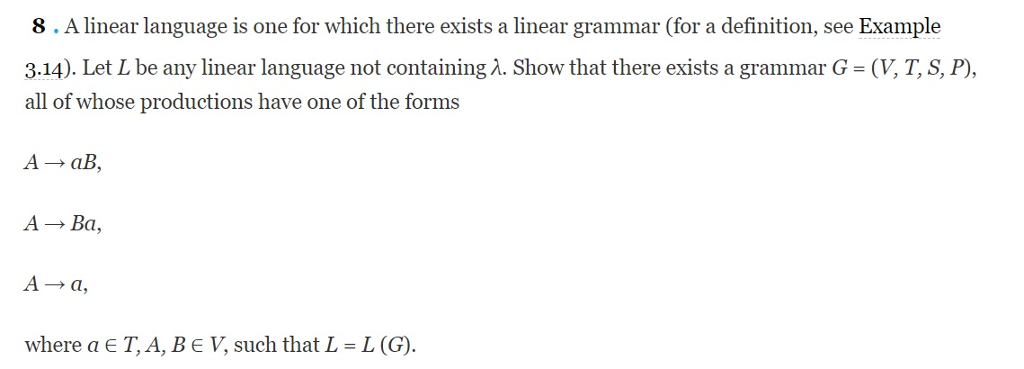 8.A linear language is one for which there exists a | Chegg.com