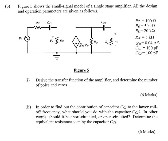 Solved (b) Figure 5 shows the small-signal model of a single | Chegg.com