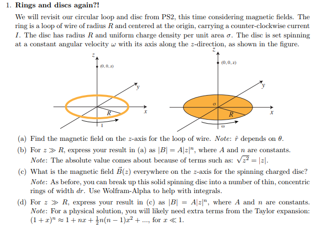 Solved 1. Rings and discs again?! We will revisit our | Chegg.com