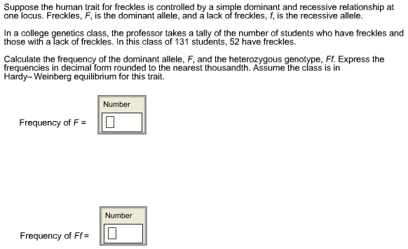 Solved Suppose the human trait for freckles is controlled by | Chegg.com