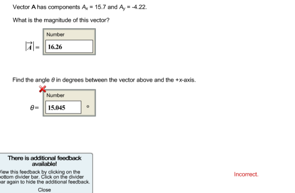 Solved Vector A has components Ax = 15.7 and Ay = -4.22. | Chegg.com
