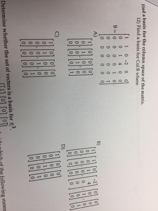 Solved Find a basis for the column space of the matrix. | Chegg.com