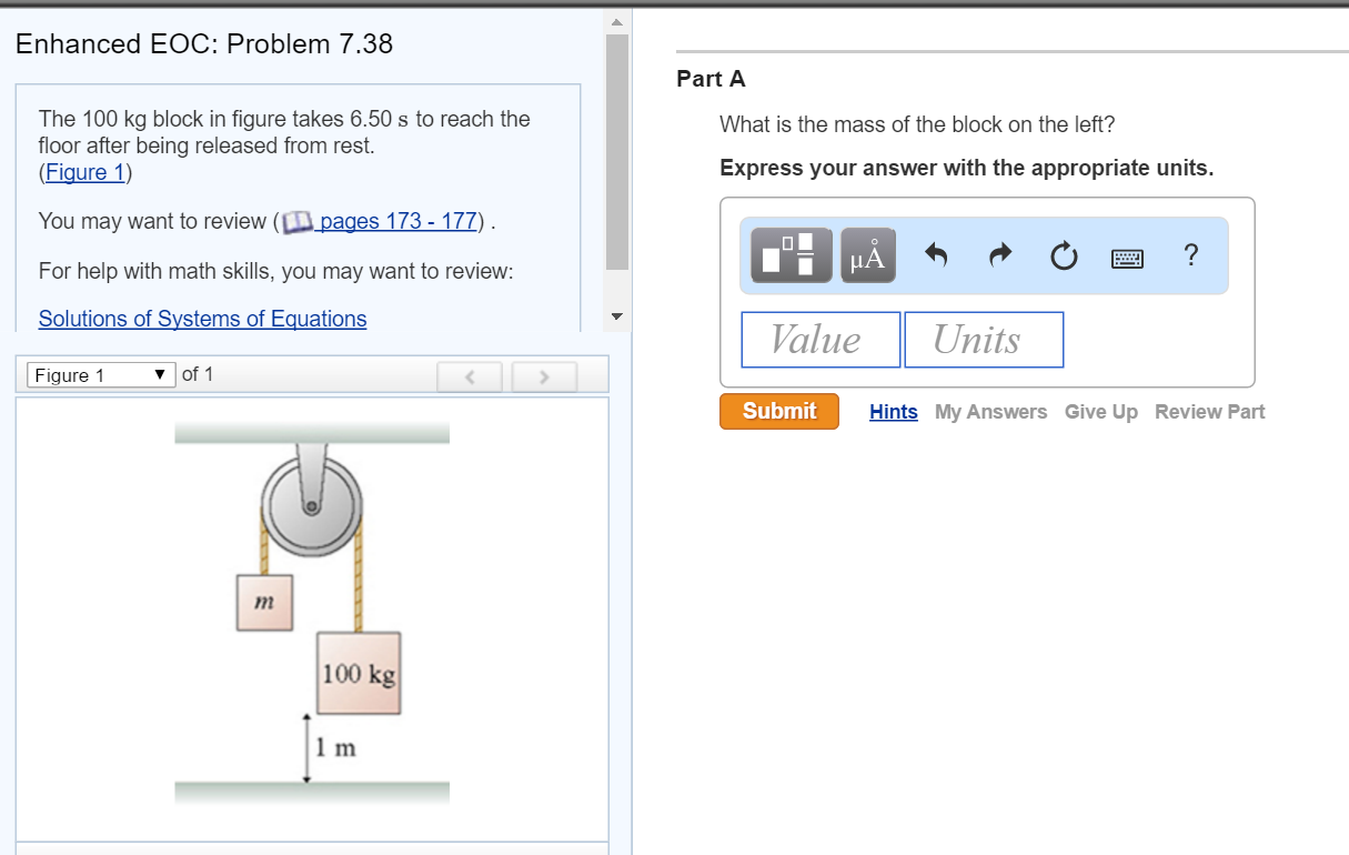 Solved The 100 kg block in figure takes 6.50 s to reach the | Chegg.com