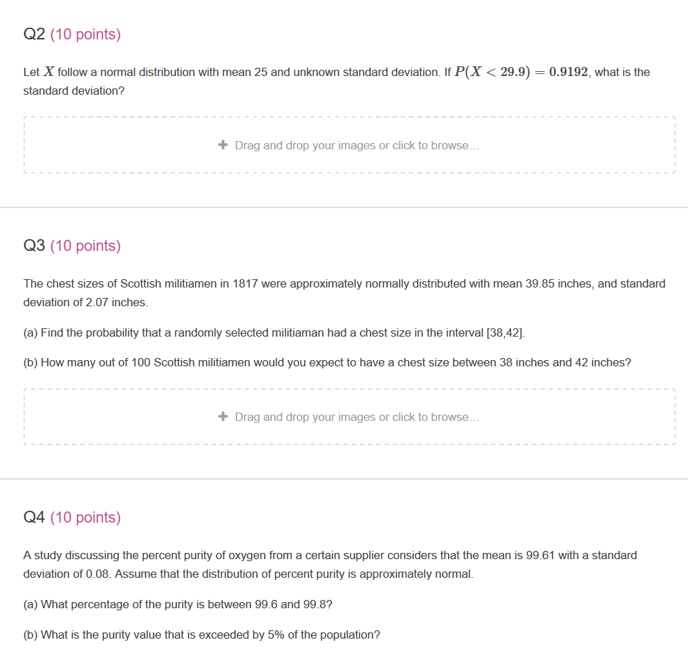 Solved Q2 (10 points) Let X follow a normal distribution | Chegg.com Solved Q2 (10 points) Let X follow a normal distribution | Chegg.com