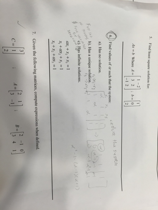 Solved 5. Find least square solution for: 1-2 Ax=b Where A=| | Chegg.com