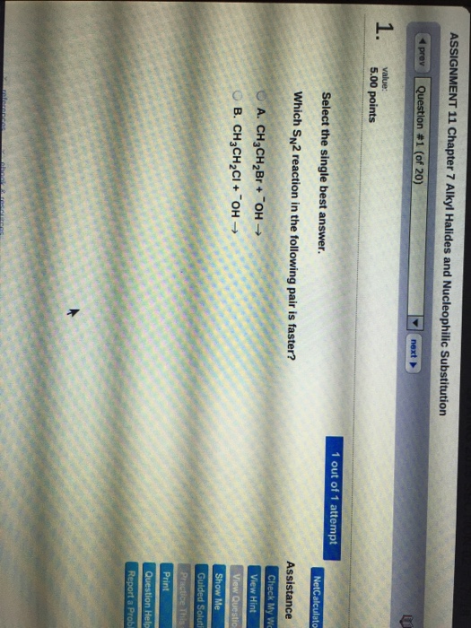 Solved Select the single best answer. Which SN2 reaction in | Chegg.com