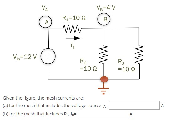 Solved VA R1=10 Ω Vin=12V ( + 3 =10 Ω =10 Ω Given the | Chegg.com