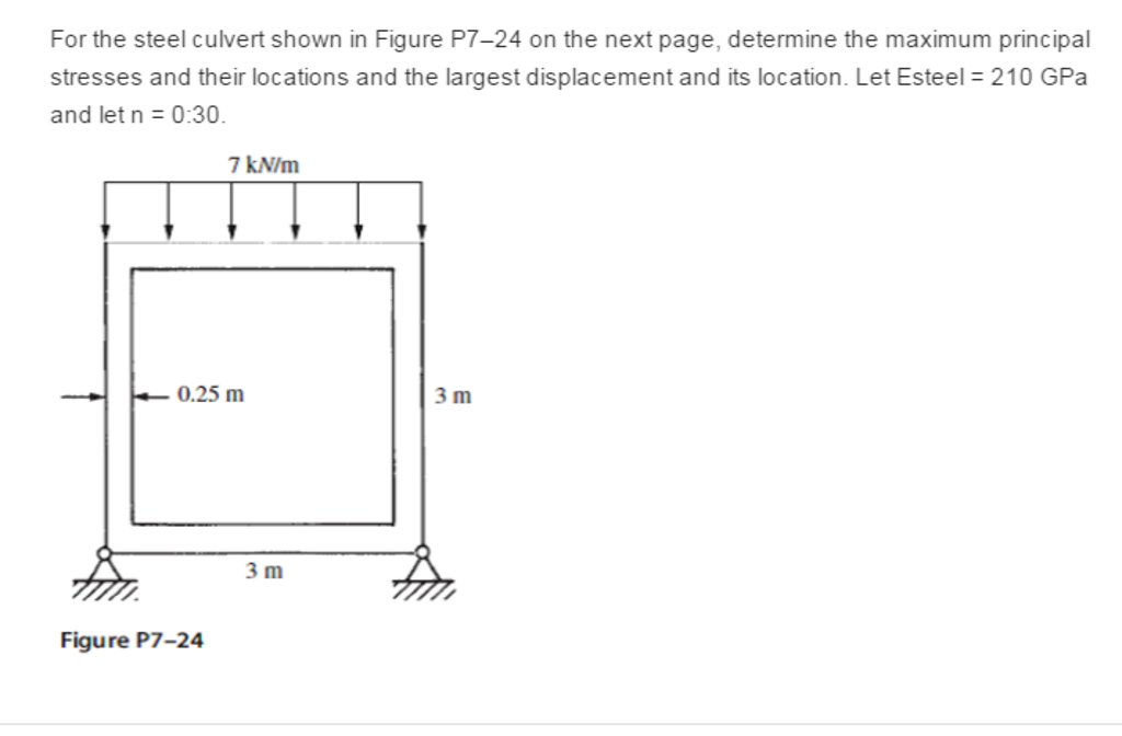 Solved For the steel culvert shown in Figure P7-24 on the | Chegg.com