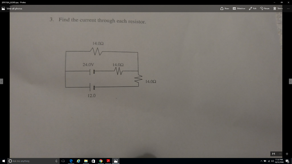 Solved Find the current through each resistor. | Chegg.com