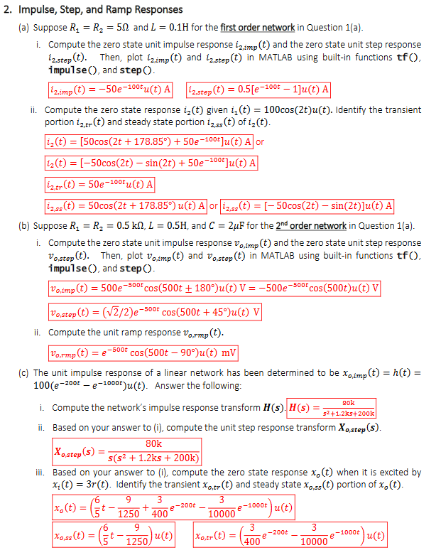 2. Impulse, Step, and Ramp Responses (a) Suppose R1 | Chegg.com