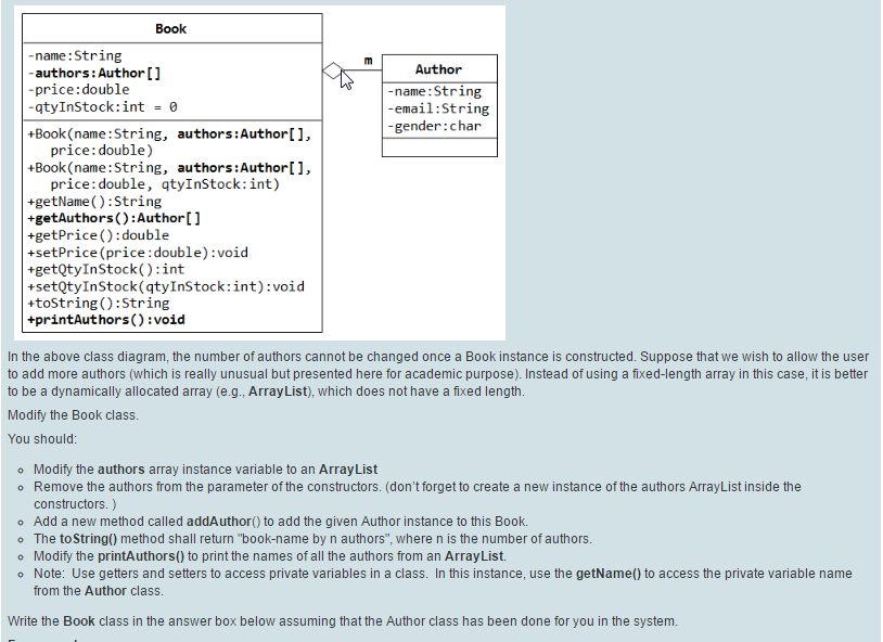 Solved In the above class diagram, the number of authors | Chegg.com