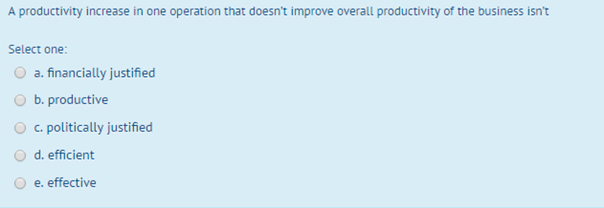Solved A productivity increase in one operation that doesn't | Chegg.com