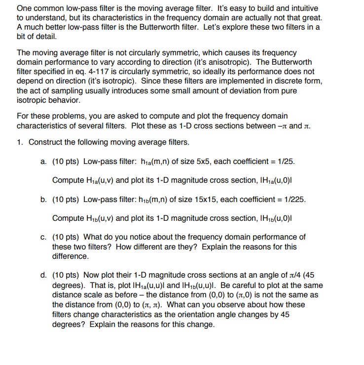 One common low-pass filter is the moving average | Chegg.com