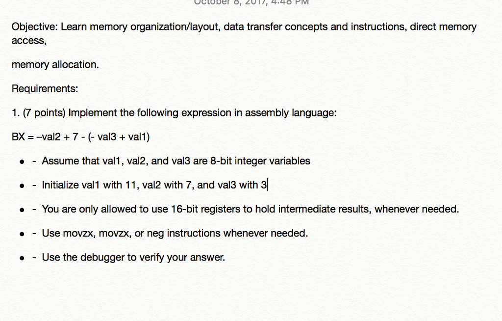 Objective: Learn memory organization/layout, data | Chegg.com