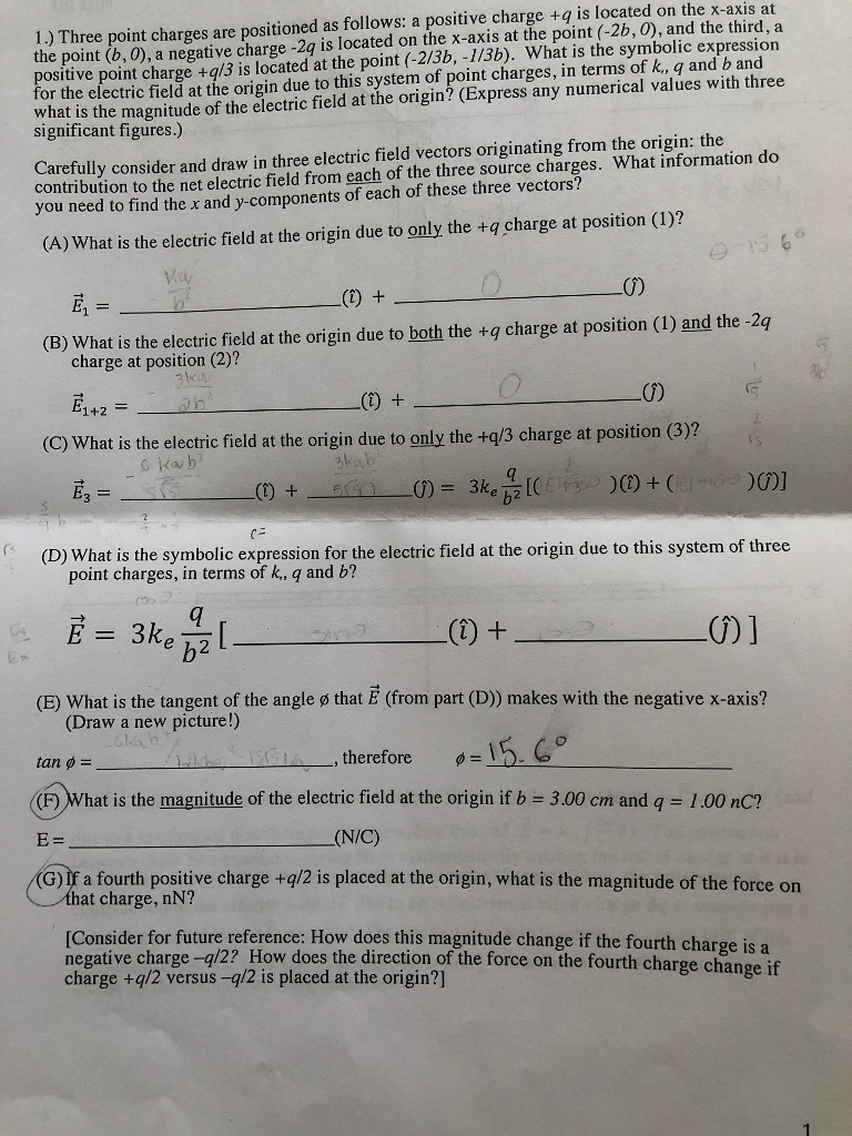 Solved 1.) Three point charges are positioned as follows: a | Chegg.com