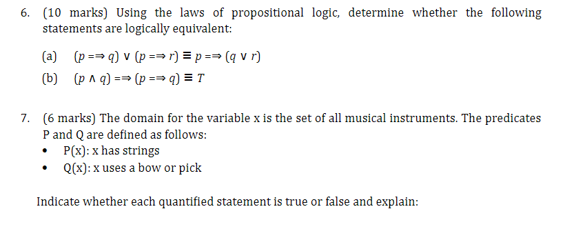 Solved 6. (10 marks) Using the laws of propositional logic, | Chegg.com