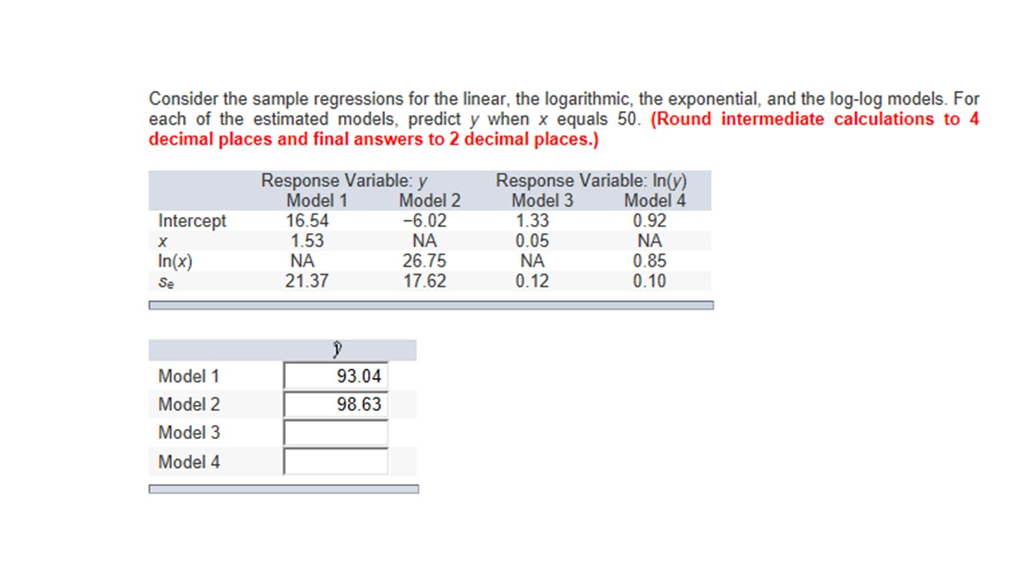 Solved Consider the sample regressions for the linear, the | Chegg.com