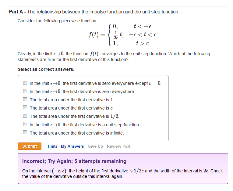 Solved The relationship between the impulse function and the | Chegg.com
