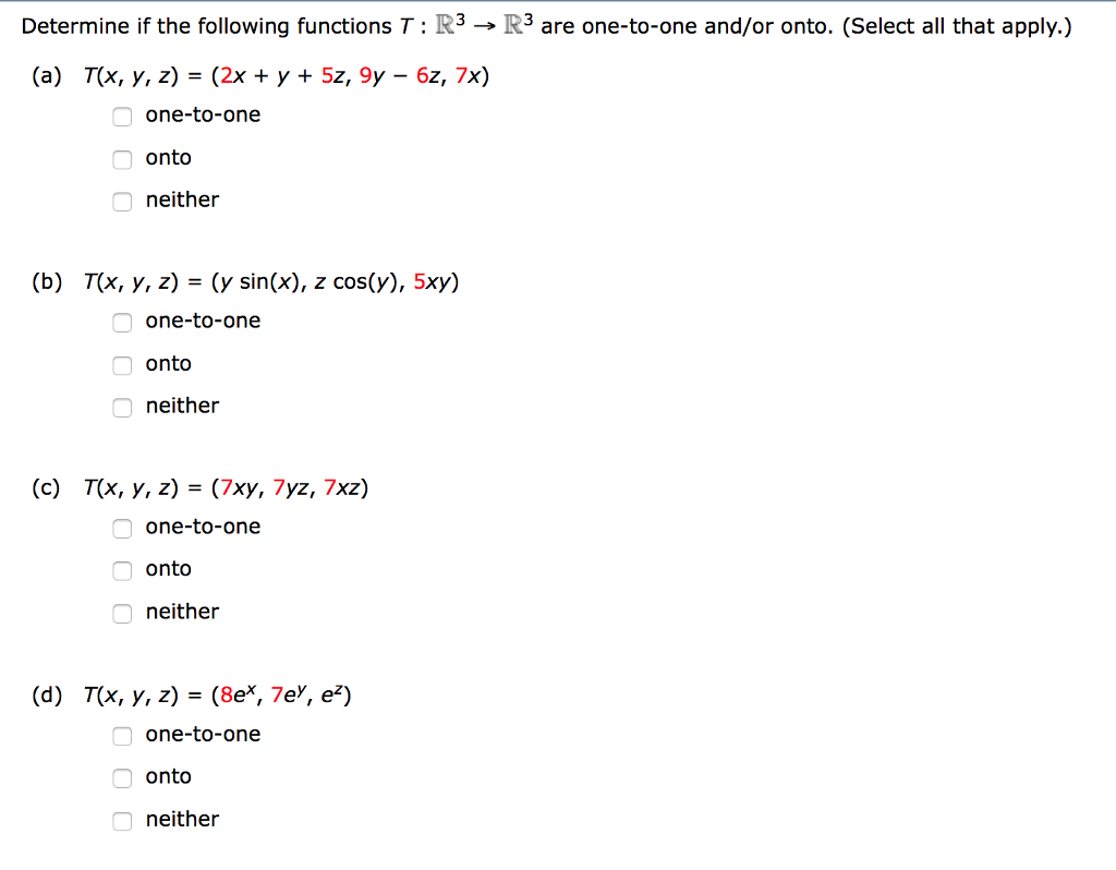 Solved Determine if the following functions T : R3 → R3 are | Chegg.com