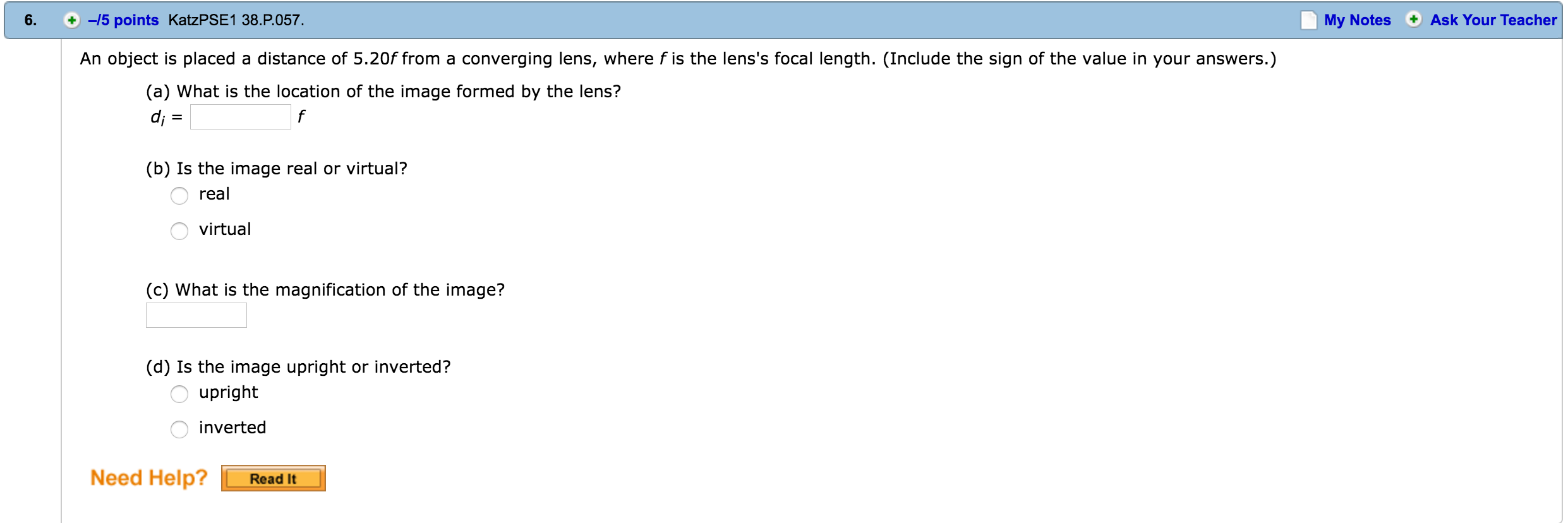 Solved An object is placed a distance of 5.20f from a | Chegg.com