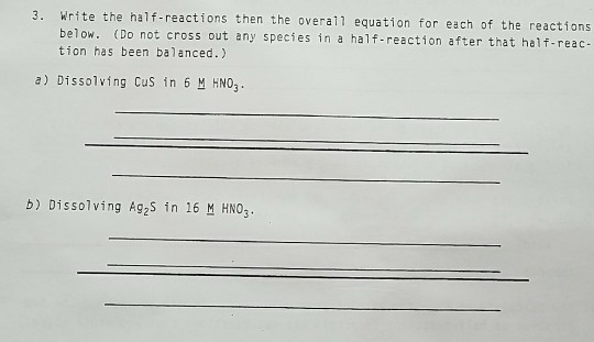 Solved Write the half-reactions then the overall equation | Chegg.com