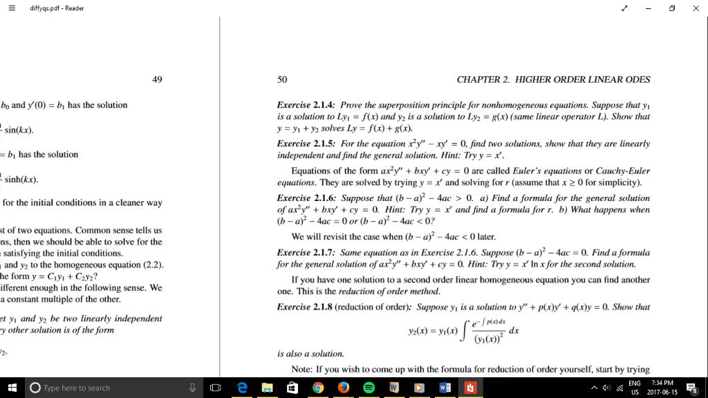 Solved diffyqs.pdf Reader that if we have two arbitrary | Chegg.com