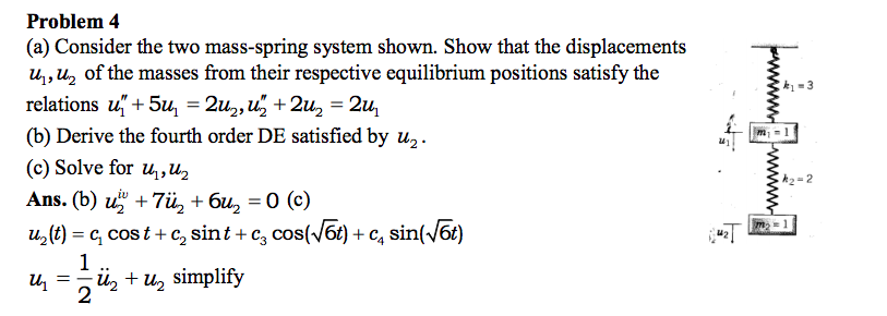 Solved Problem 4 (a) Consider the two mass-spring system | Chegg.com